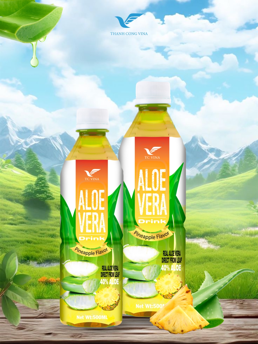 500ml TCVN Bottle Aloe Vera Pulp Juice With Pineapple Flavor - Thanh ...