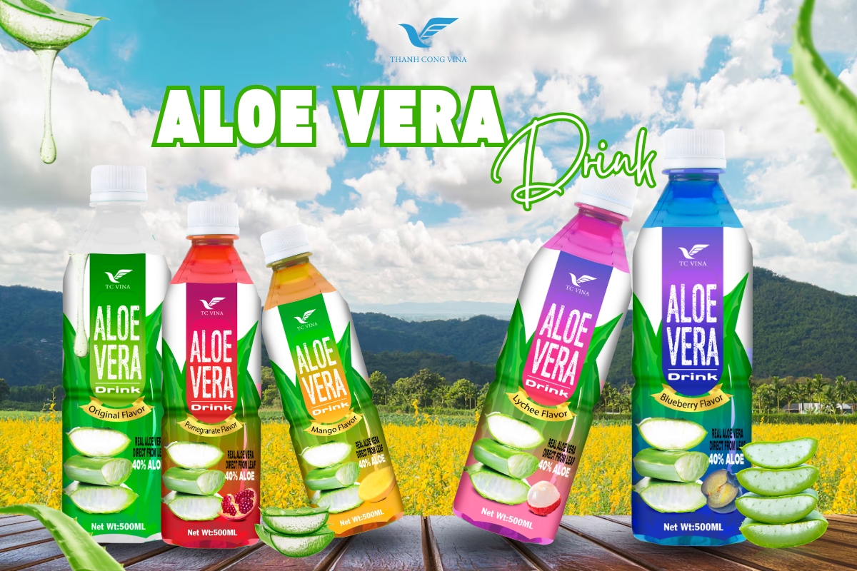 500ml TCVN Bottle Aloe Vera Pulp Juice With Lychee Flavor - Thanh Cong Vina