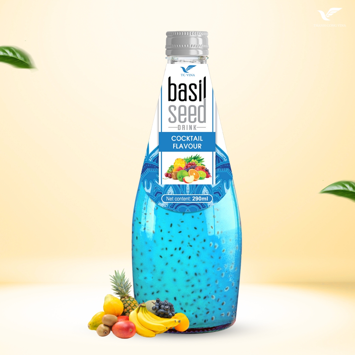 290ml TCVN Basil Seeds Drink Cocktail Fruit Juice - Thanh Cong Vina
