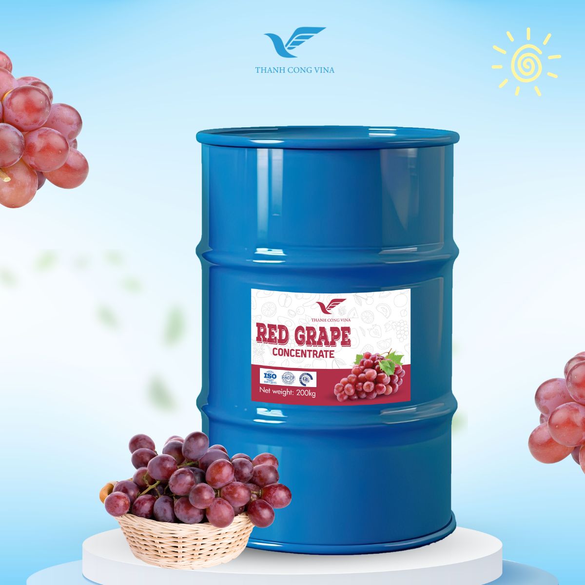 200kg TCVN Drum Red Grape Juice Concentrate - Thanh Cong Vina