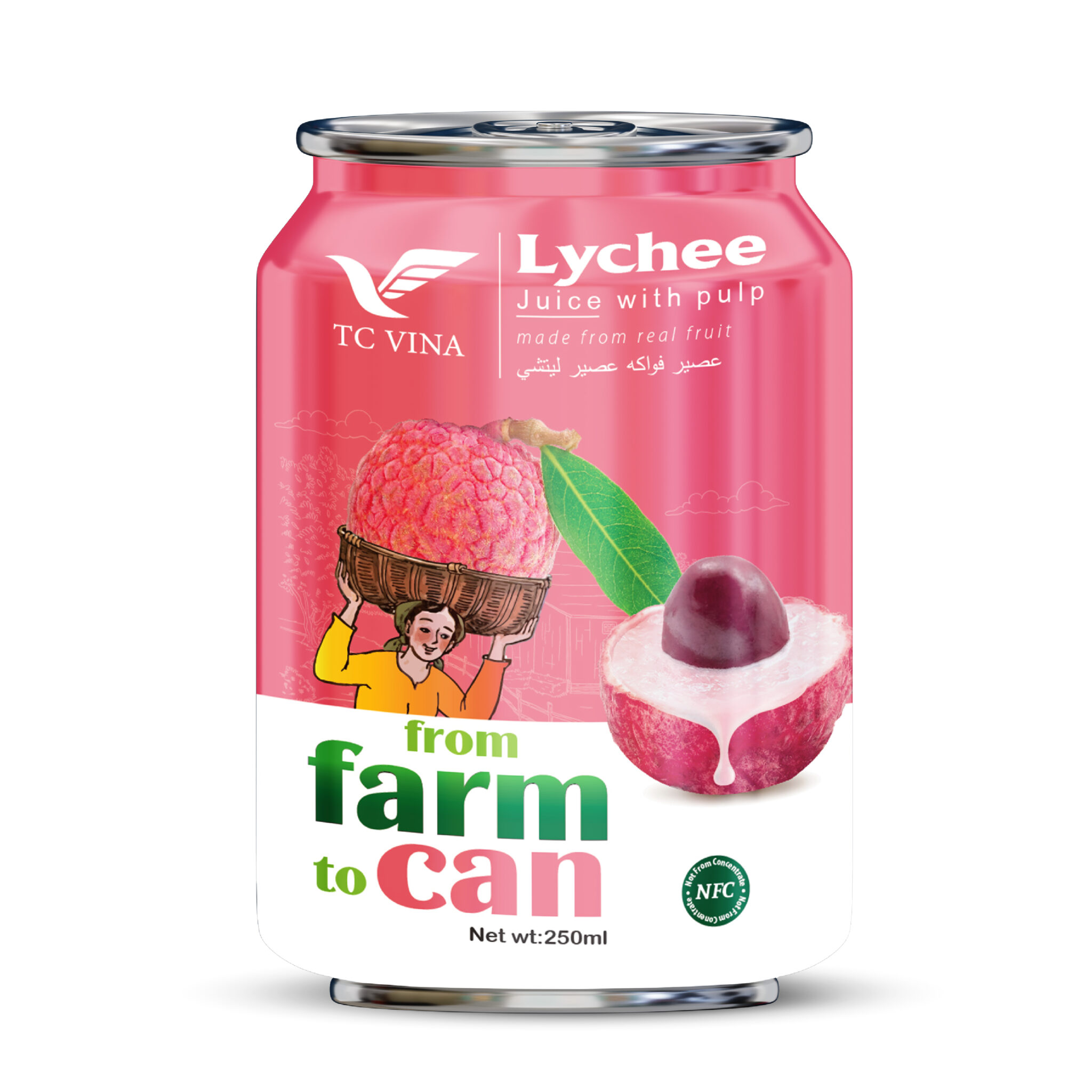250ml TCVN Canned Lychee Juice Drink NFC - Thanh Cong Vina