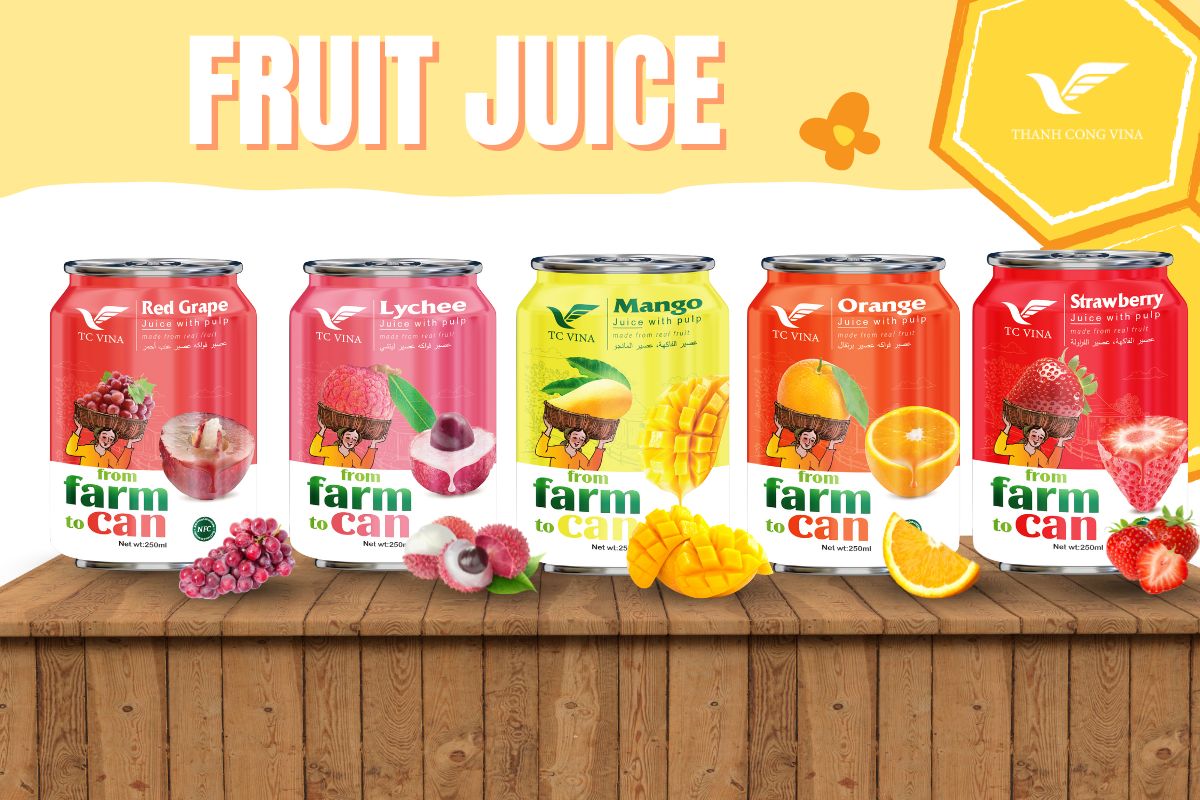 250ml TCVN Canned Red Grape Juice Drink NFC - Thanh Cong Vina